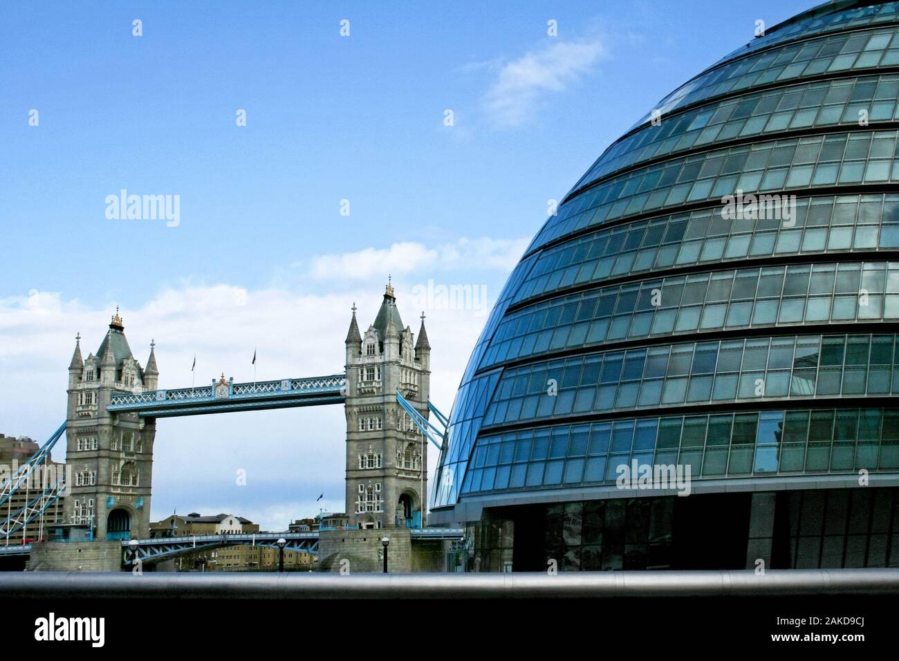 Old Tower bridge and new city hall contrast Stock Photo - Alamy