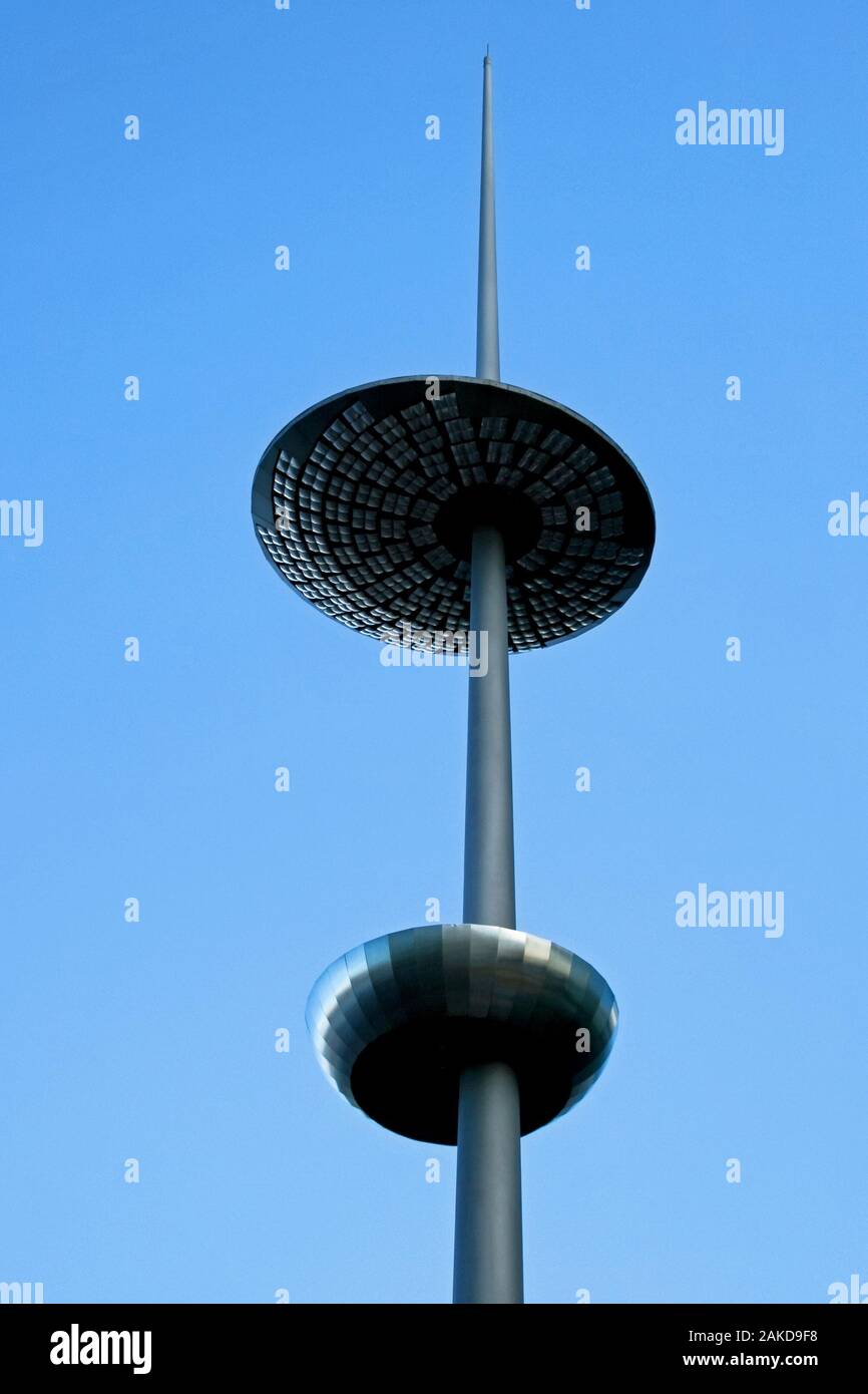 Big sharp post with modern street lights Stock Photo - Alamy