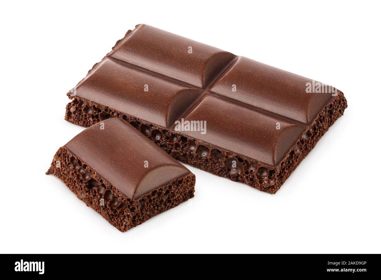 Small dark chocolate pieces isolated on white background with clipping ...