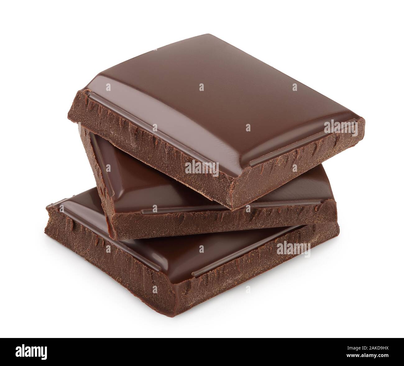 Small dark chocolate pieces isolated on white background with clipping ...