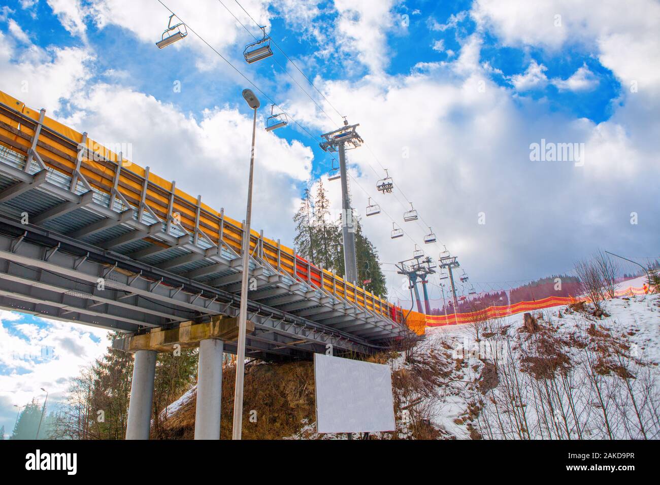 view of bridge and ski cableway Stock Photo - Alamy