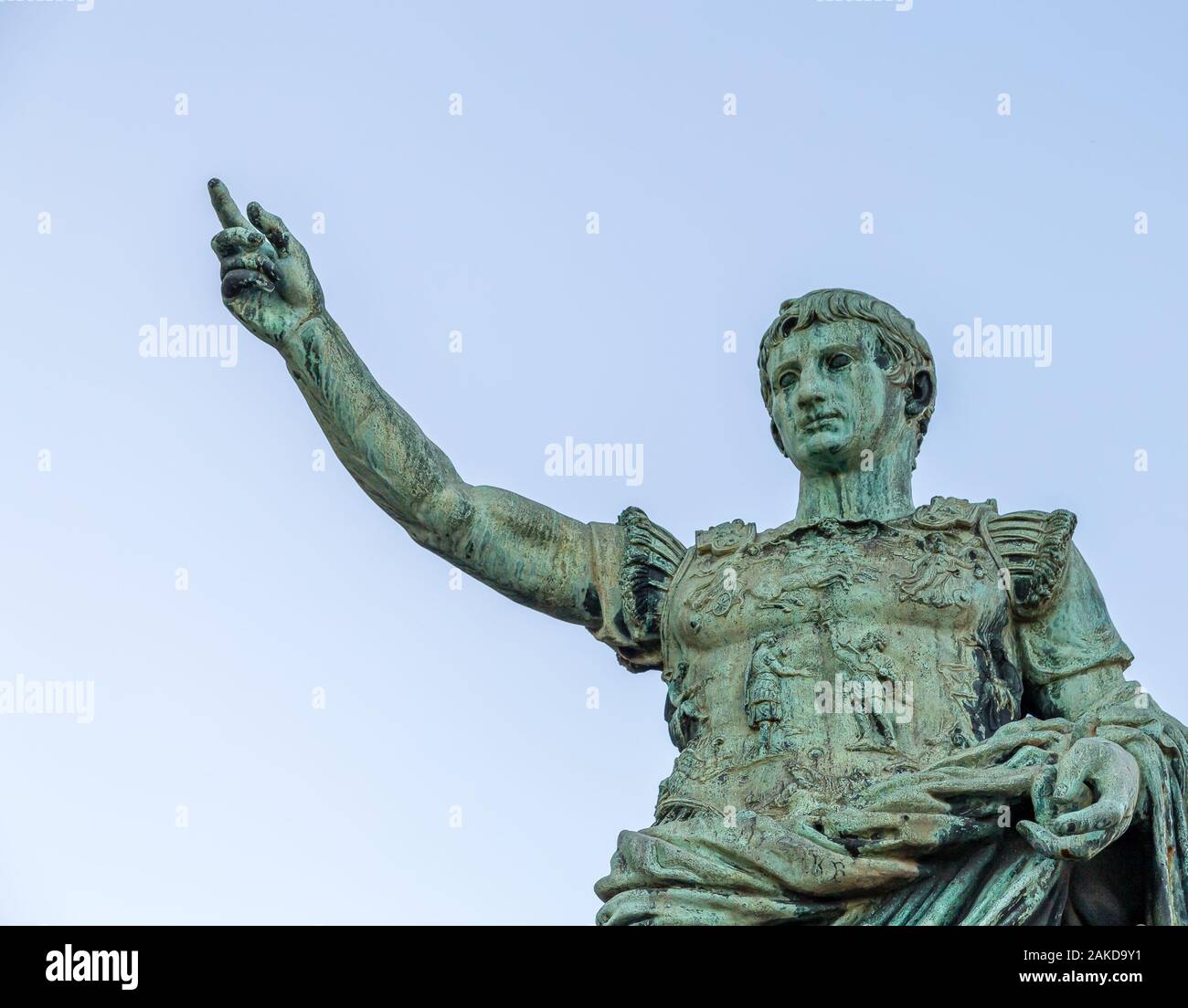 NAPLES, ITALY - JANUARY 2, 2020: light is enlightening the Statue of ...