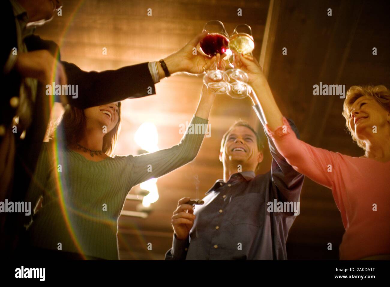 people toasting with wine Stock Photo - Alamy