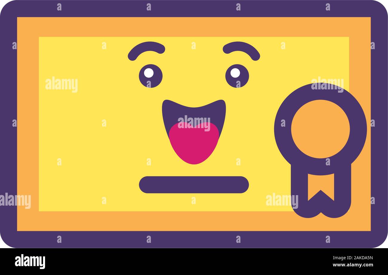 Diplom cartoon design, Kawaii school expression cute character funny ...