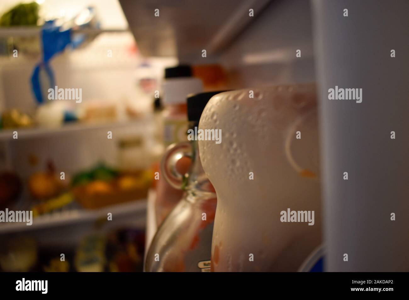 close up of condiment bottles in a refrigerator fridge freezer Stock ...
