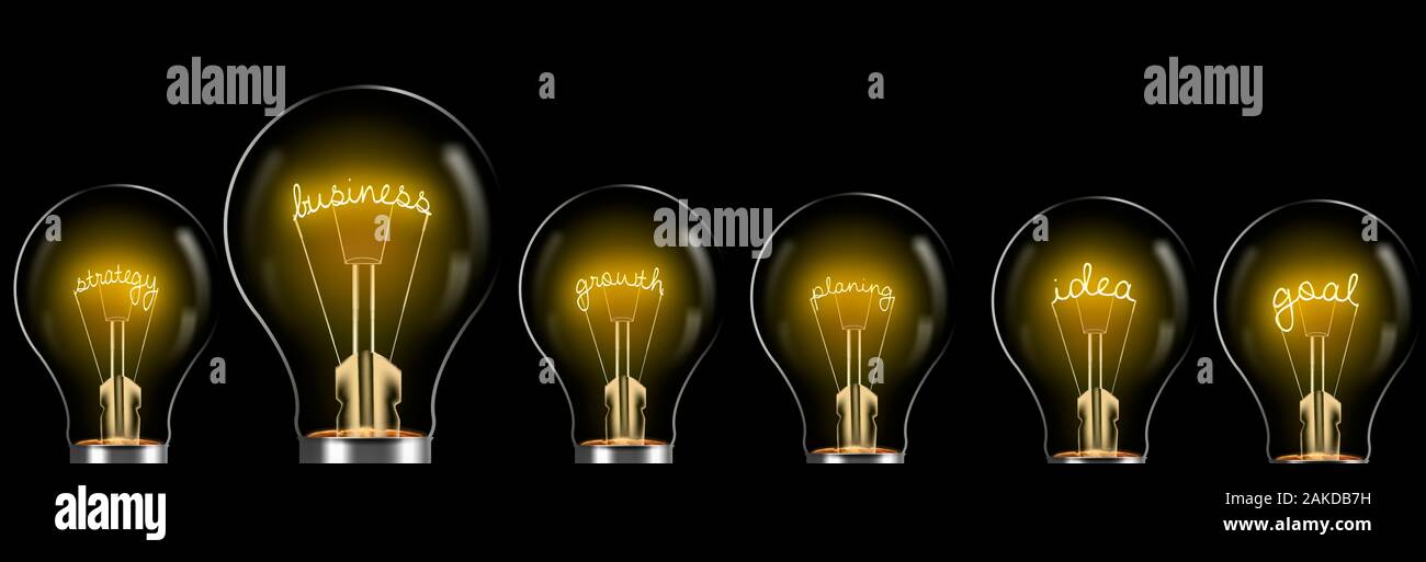 business process steps, business concept with bright bulb Stock Photo ...