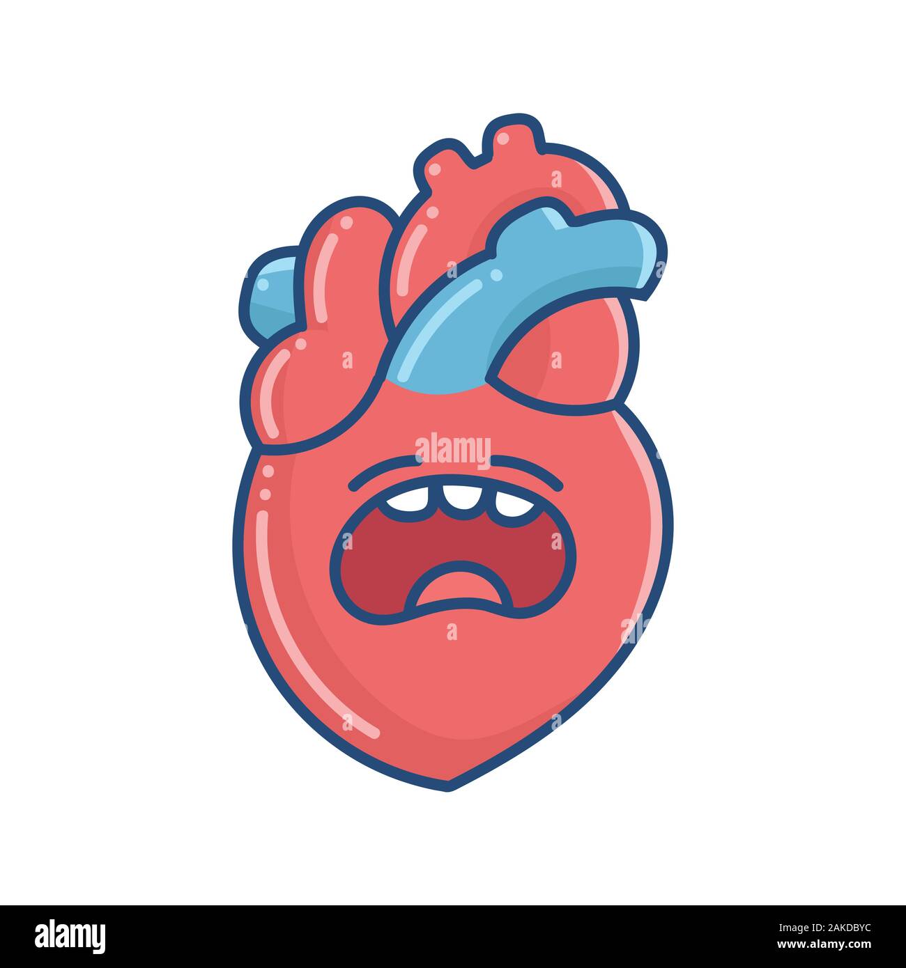 kawaii crying human heart illustration isolated on white Stock Vector ...