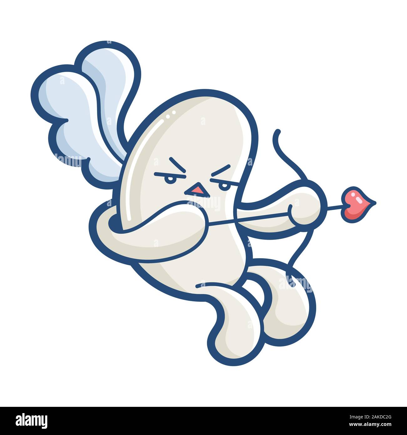 kawaii angry cupid monster cartoon illustrationisolated on white Stock ...