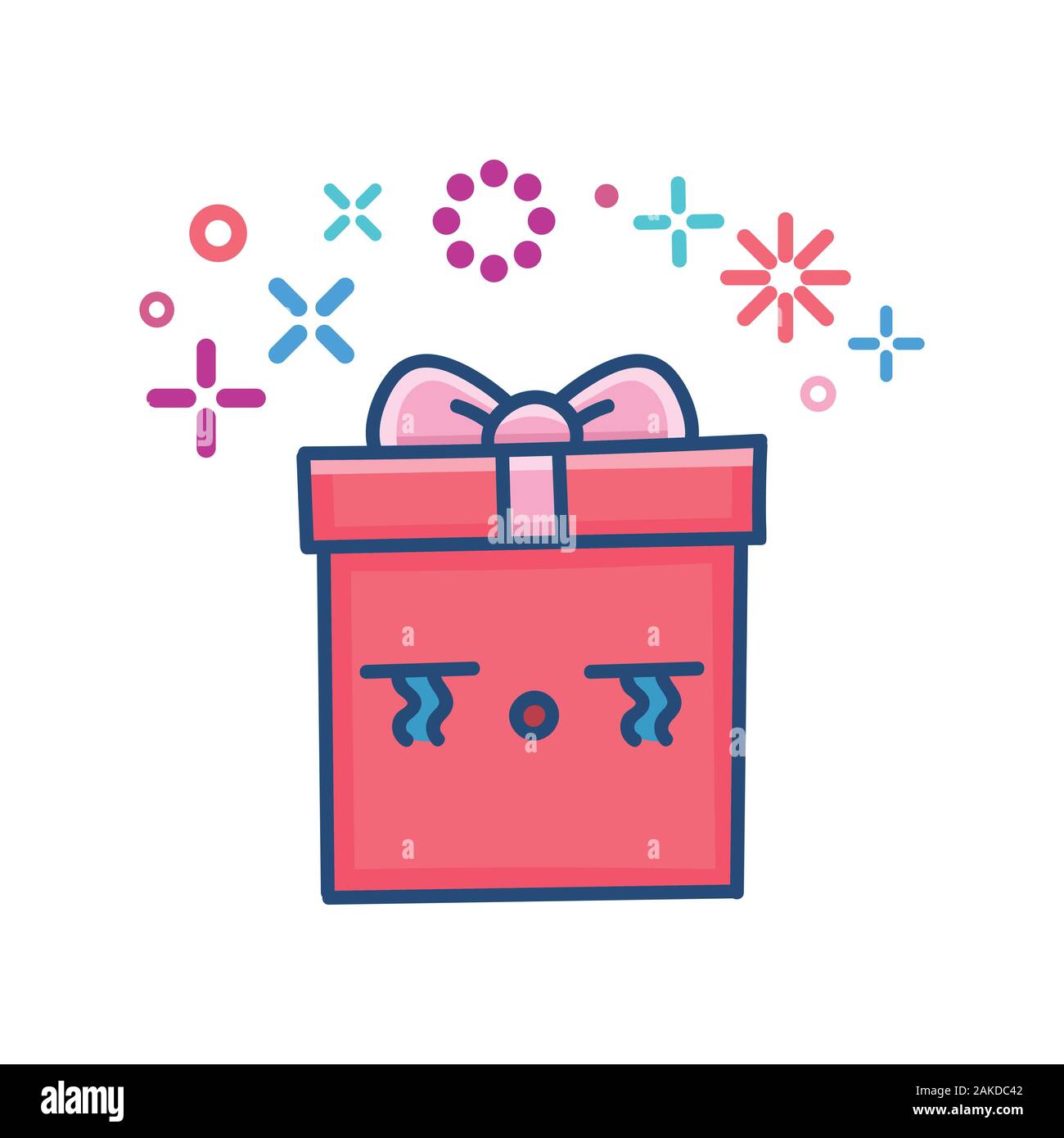kawaii valentine crying gift box illustration isolated on white Stock ...