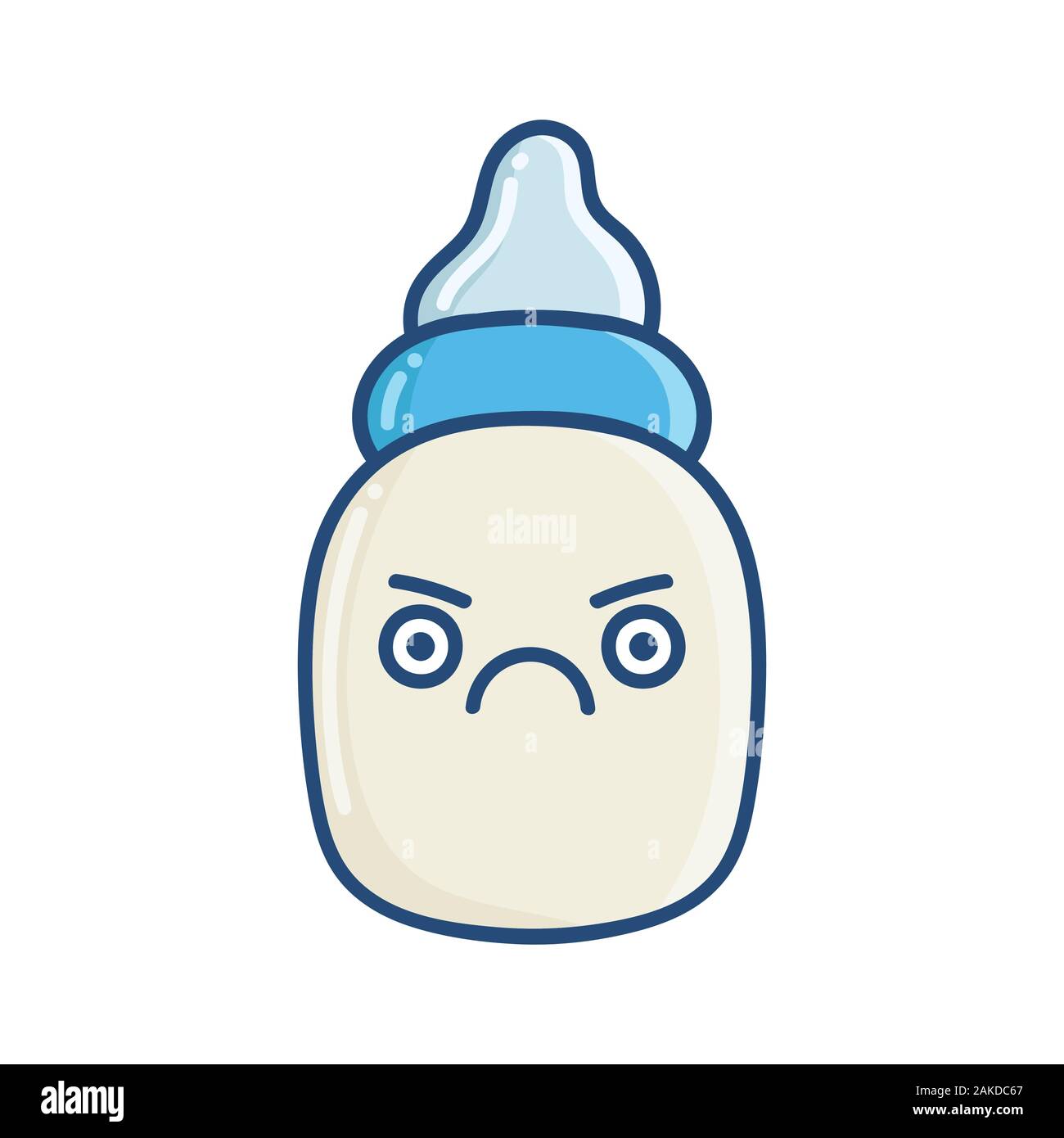 kawaii angry baby bottle cartoon illustration isolated on white Stock ...