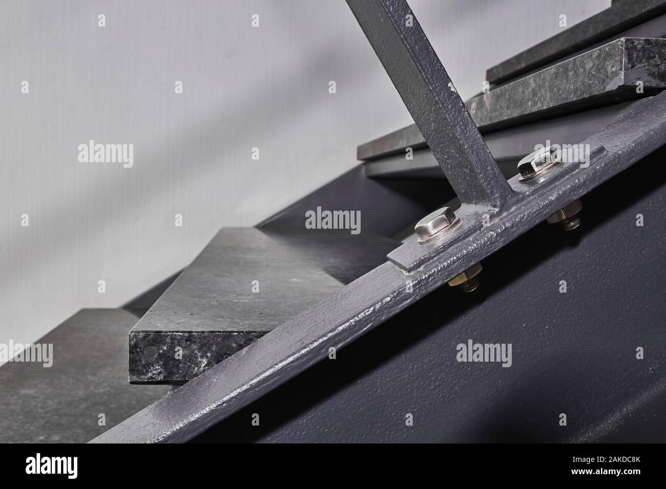 Close-up and details of railing and stairs of a modern building ...