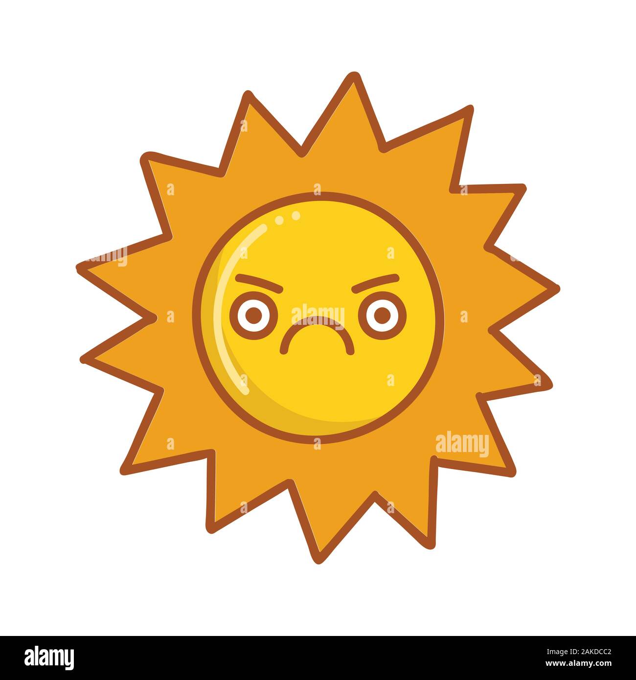 kawaii angry sun emoticon cartoon illustration isolated on white Stock ...