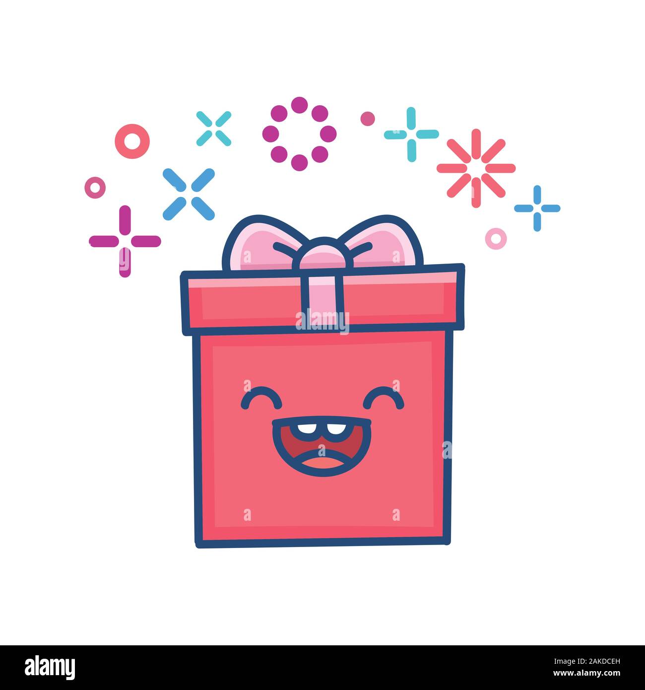 kawaii valentine gift box illustration isolated on white Stock Vector ...