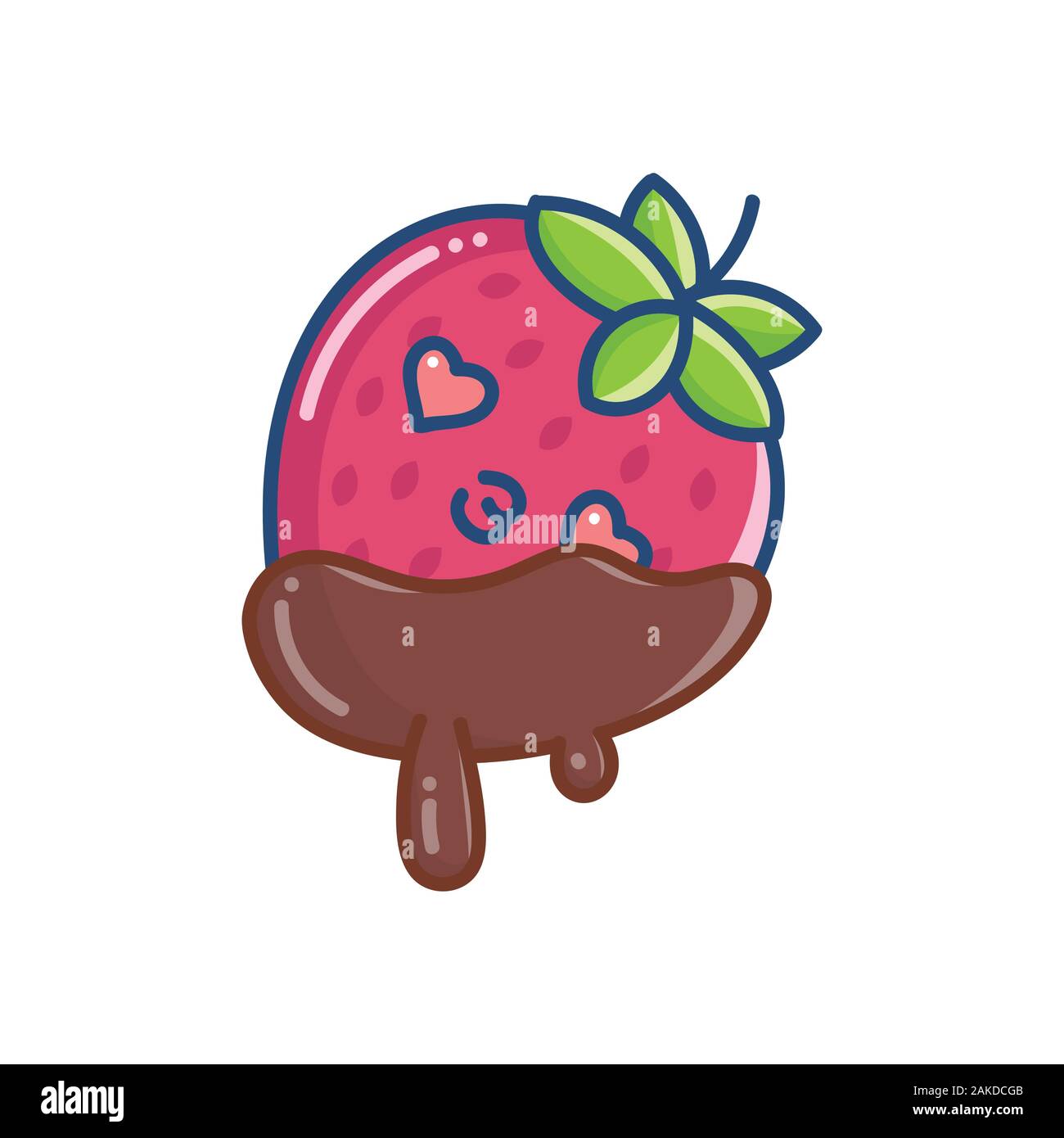 kawaii covered chocolate strawberry icon isolated on white Stock Vector ...