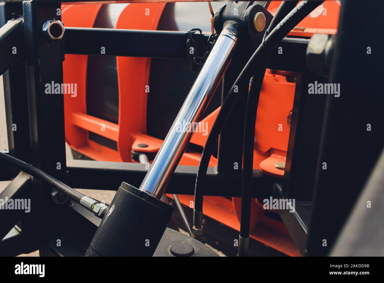 Recycling truck picking up bin - Horizontal garbage press Stock Photo ...