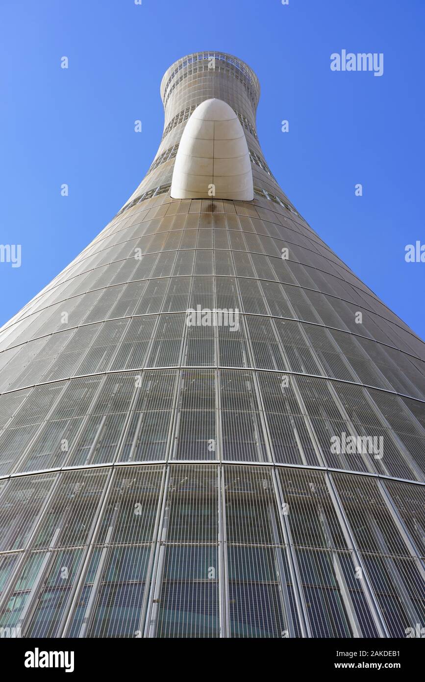 DOHA, QATAR -12 DEC 2019- View of the Aspire Tower (nicknamed Torch ...