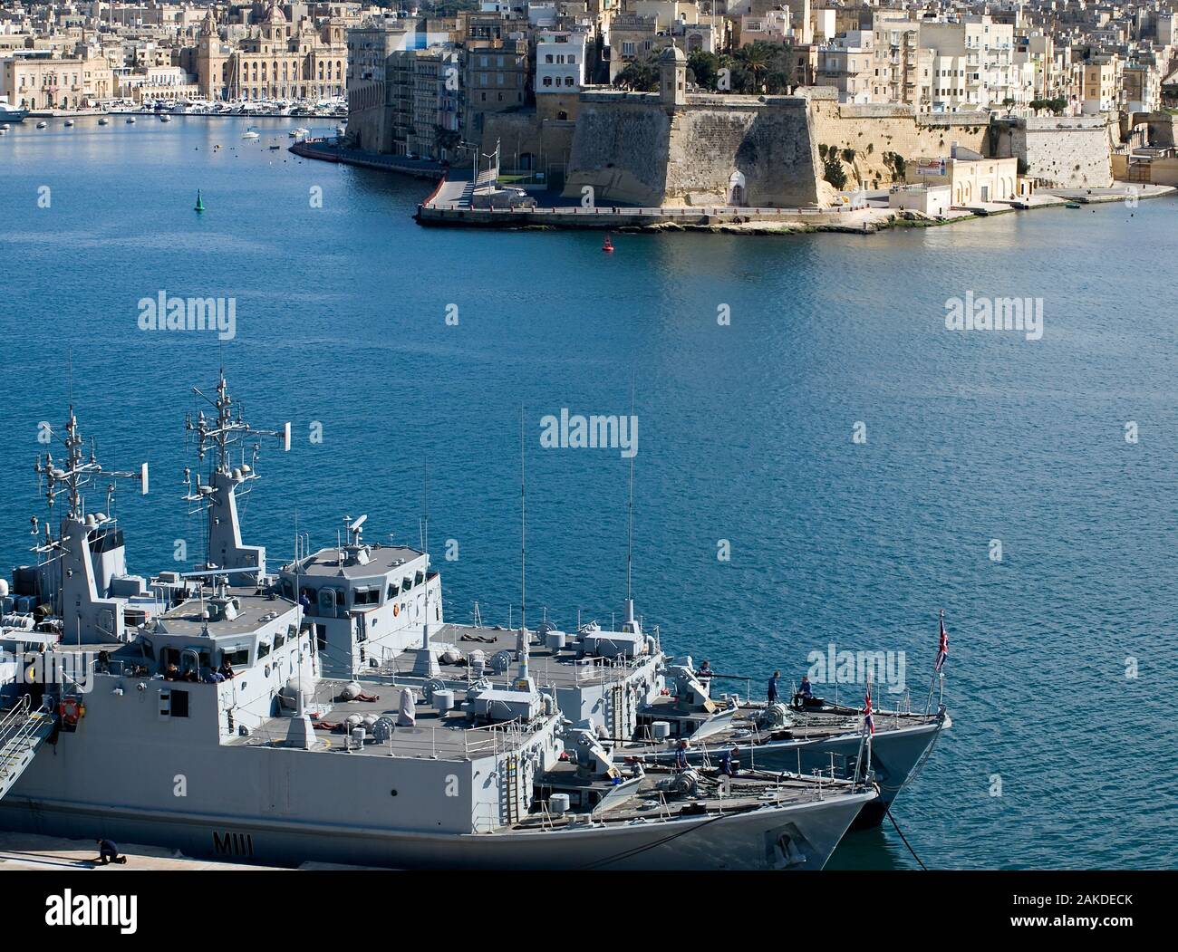VALLETTA, MALTA - FEB 22 2009 - Royal Navy minehunter M111 HMS Blyth ...
