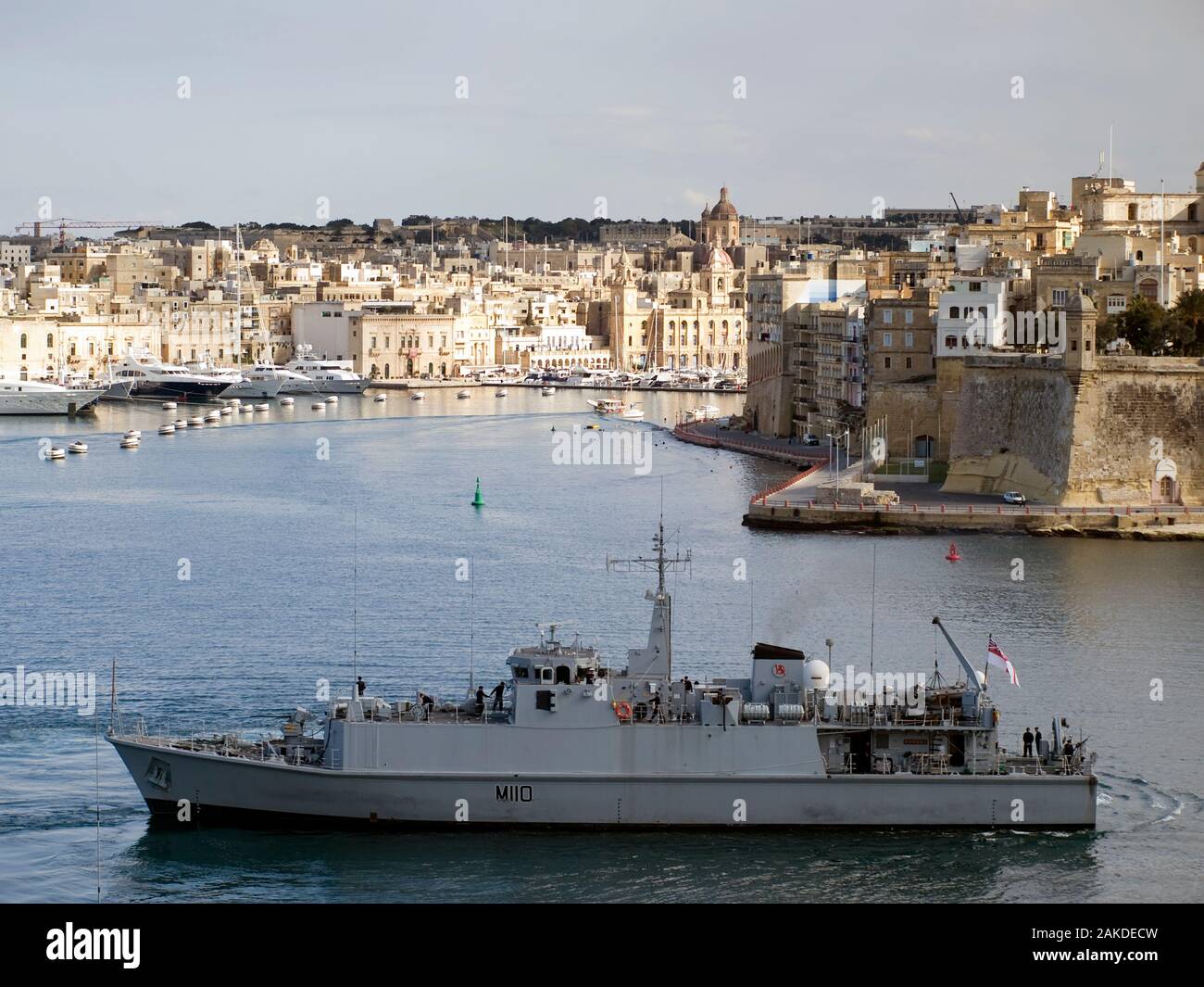 VALLETTA, MALTA - FEB 22 2009 - Royal Navy minehunter M110 HMS Ramsey ...