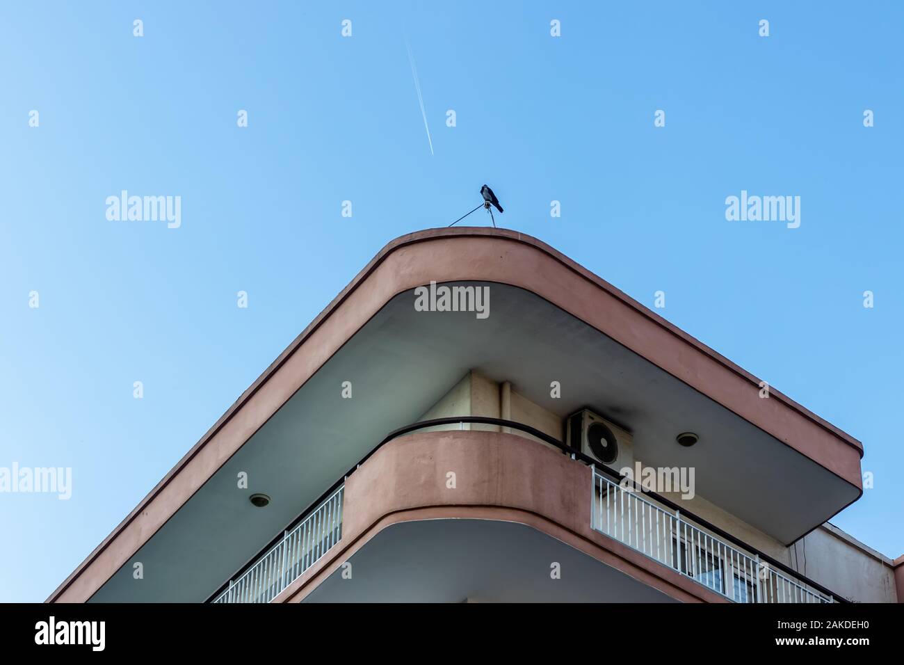 a bottom up architectural shoot to corner of an old building - there is ...