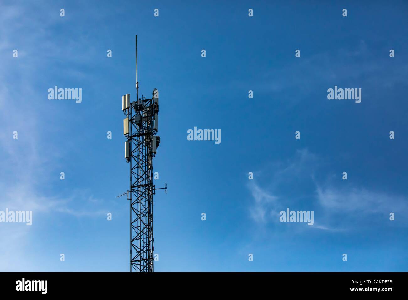 A single standard cell site tower in Canada. A steel frame tower houses ...