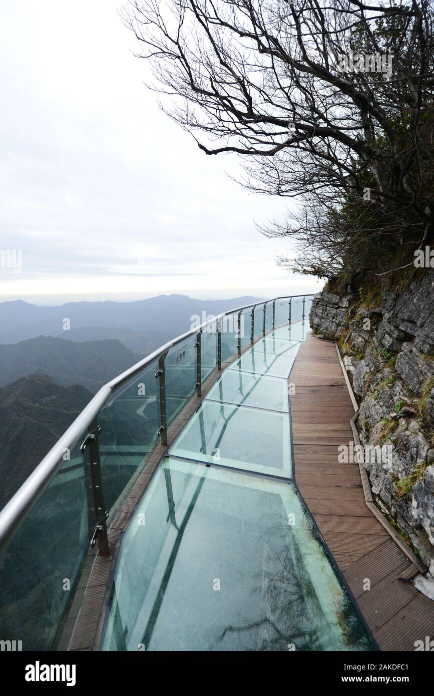 Glass bridges along sections of Tianment Mountain in Zhangjiajie in ...