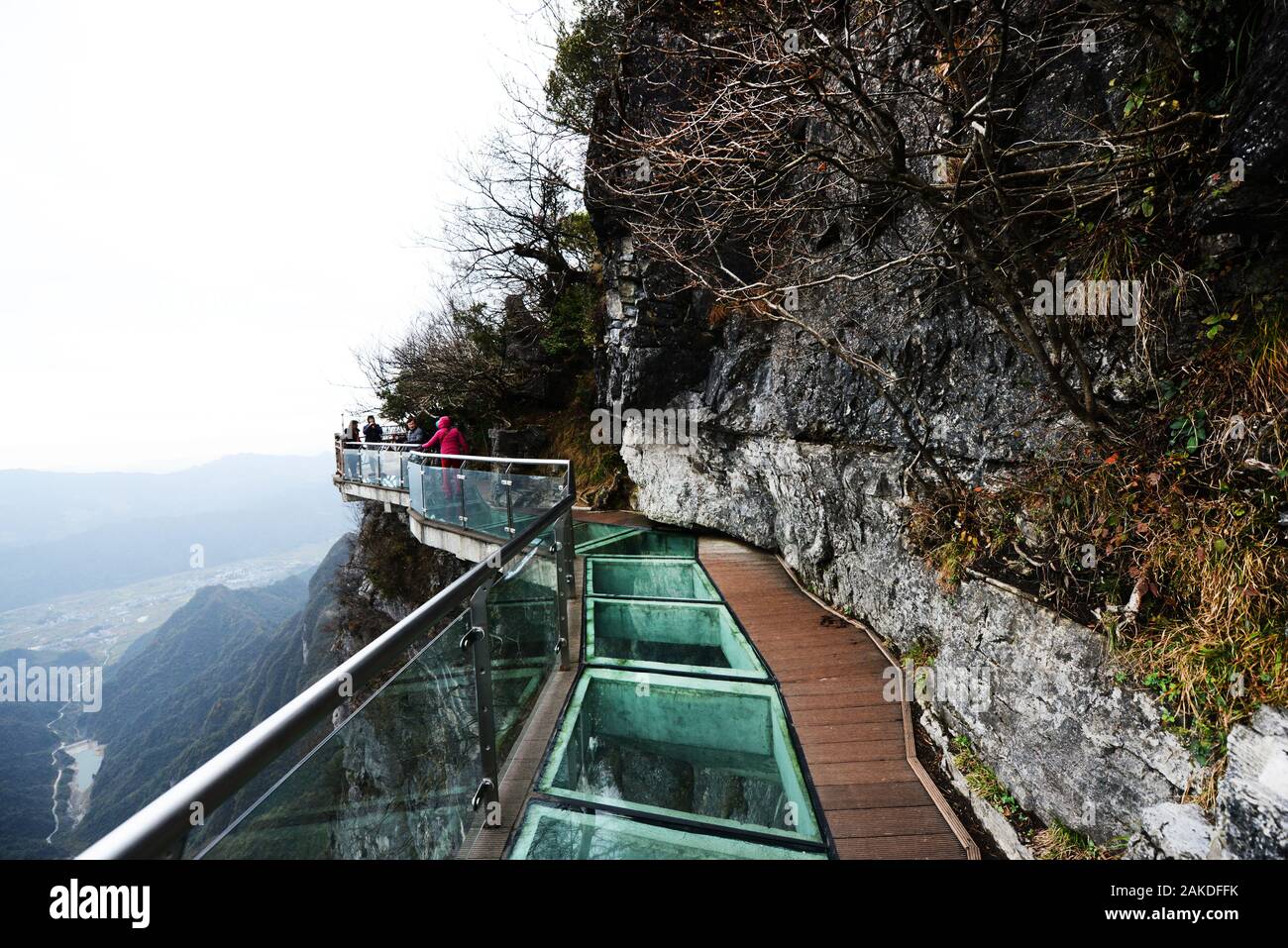Glass bridges along sections of Tianment Mountain in Zhangjiajie in ...