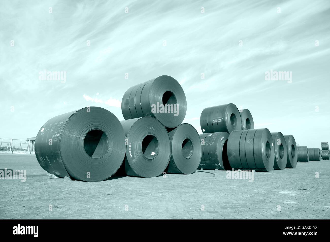 roll steel in harbor, Cold rolled steel coils Stock Photo - Alamy
