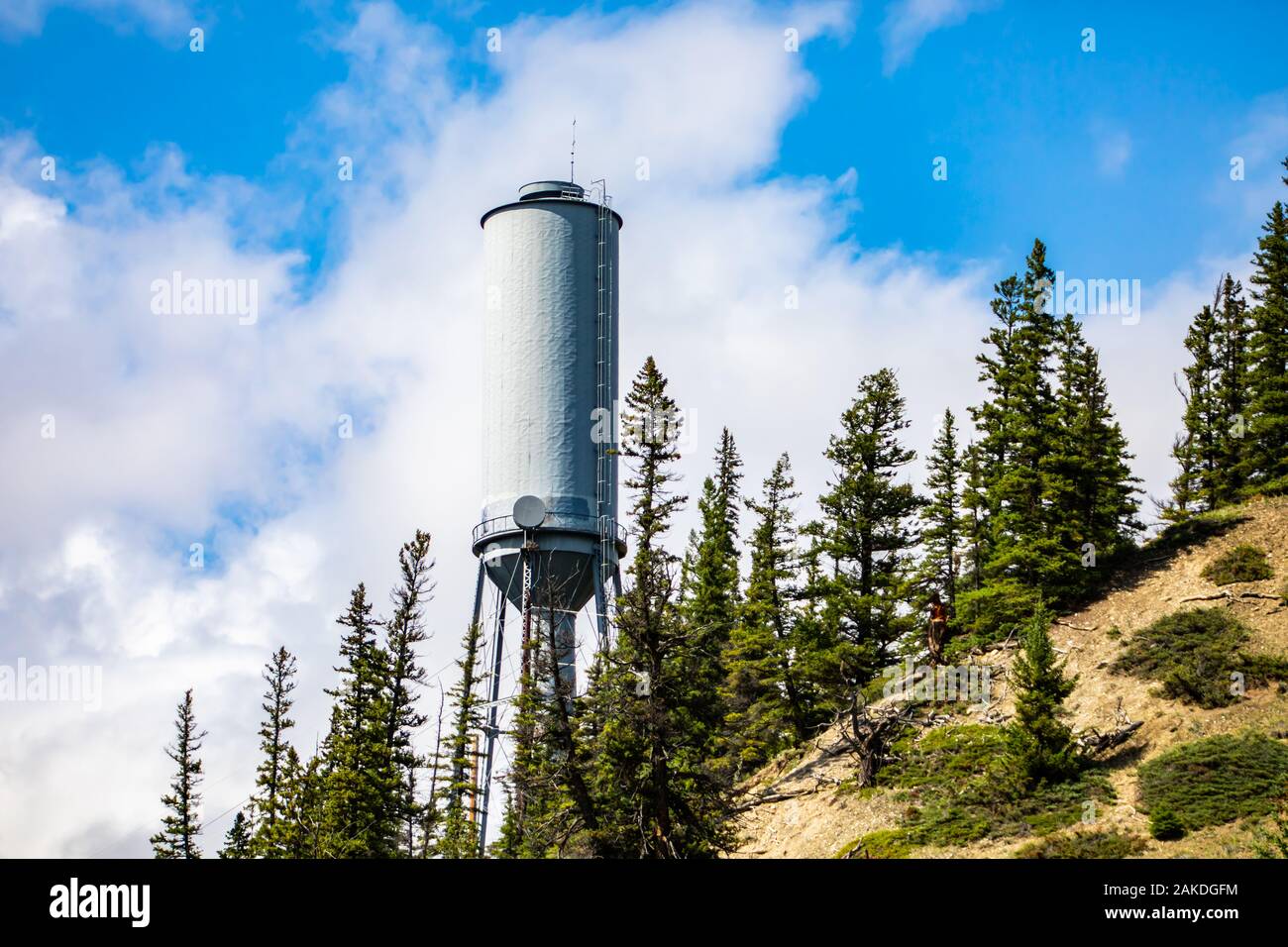 A low angle view of a cellular base station tower in the Canadian ...
