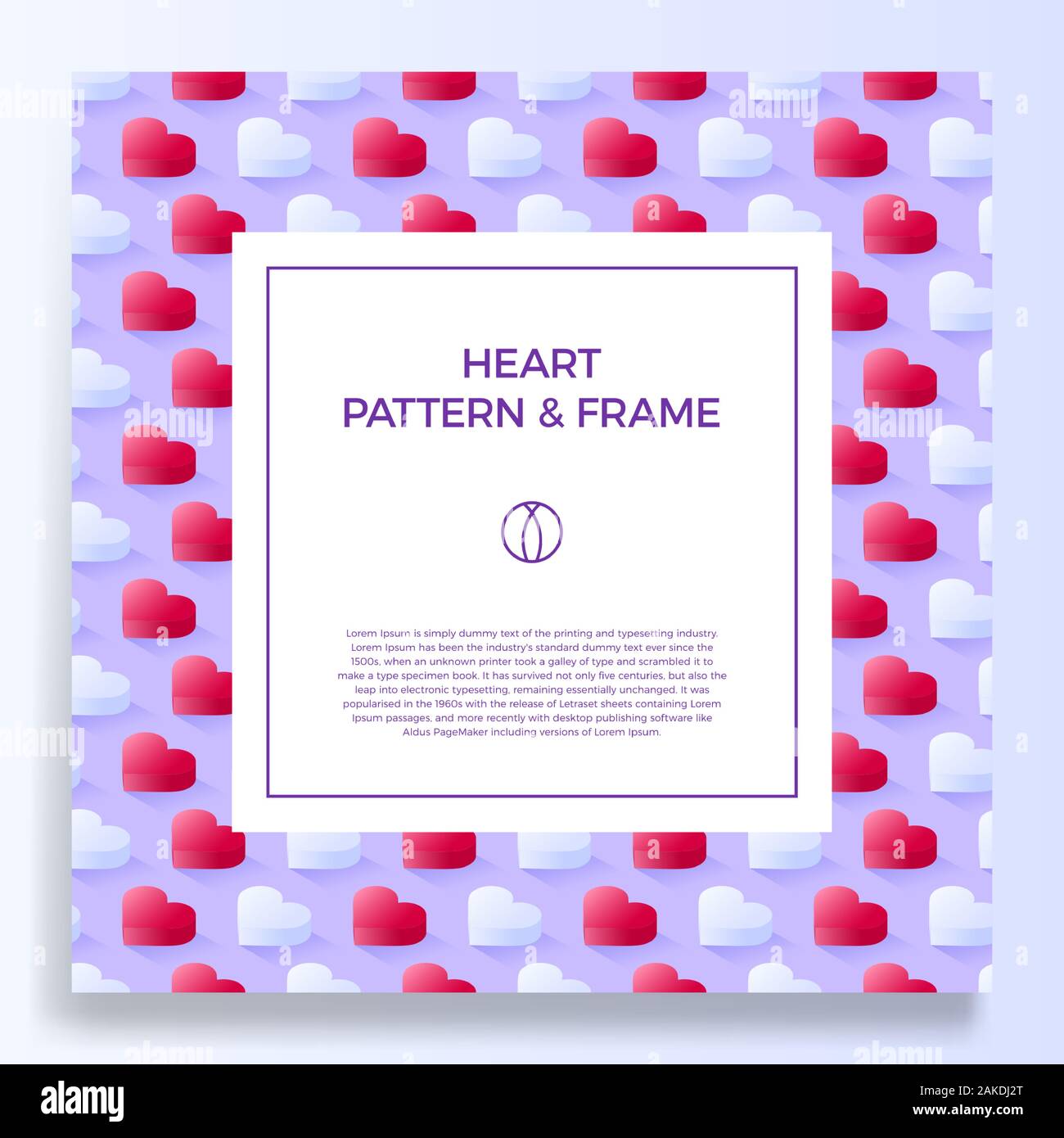 Poster, banner or card Frame Border with love isometric heart pattern ...