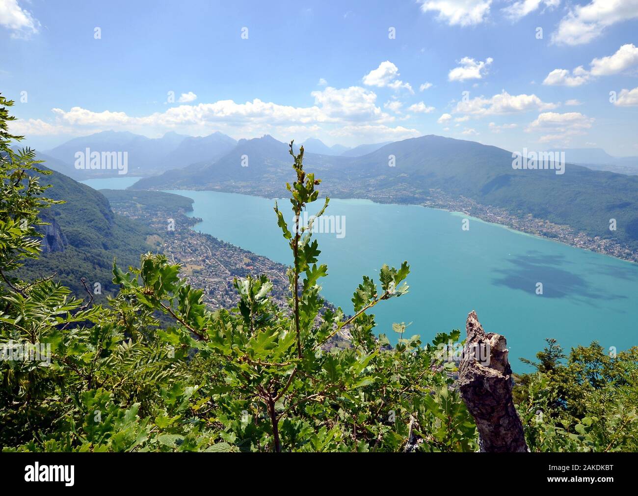 A panoramic view on the Lake Annecy from mont Veyrier to mont Baron ...