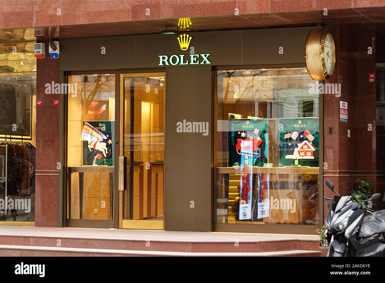Rolex store facade with christmas and new years eve theme displayed in ...