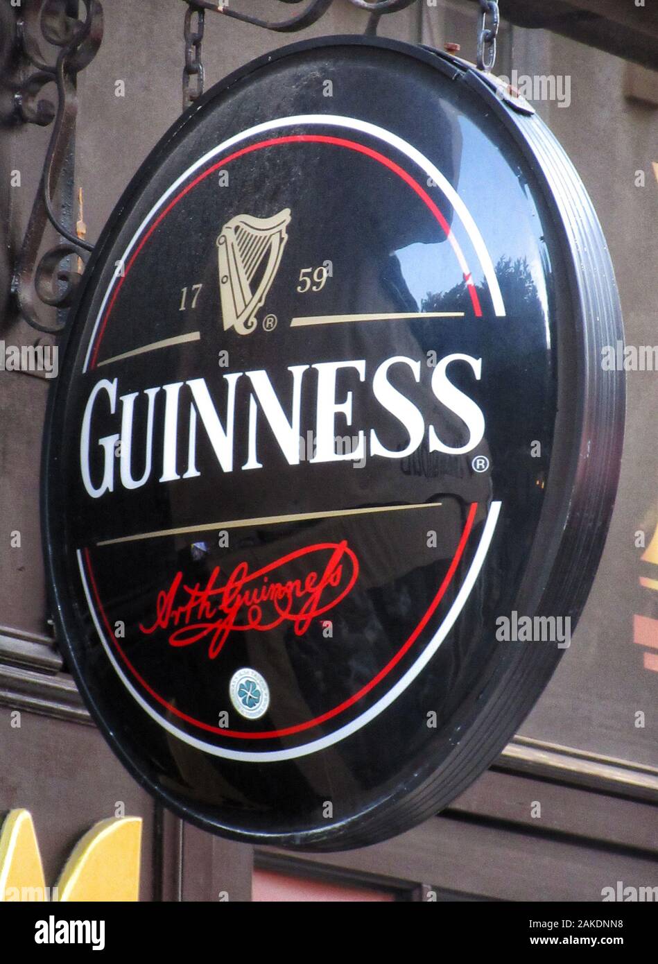 A Guinness Beer sign seen outside a bar in Costa del Sol Stock Photo ...
