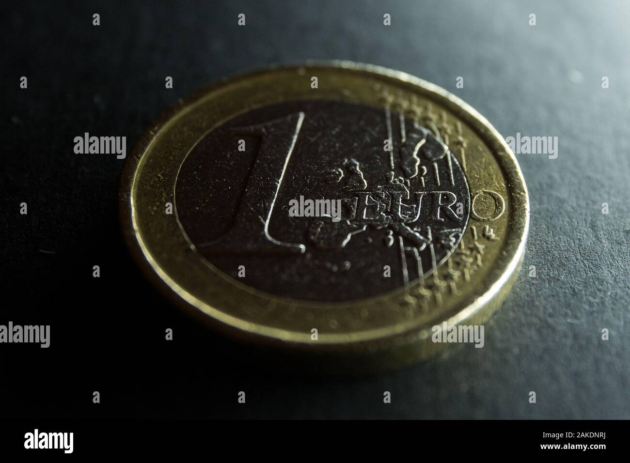 In this photo illustration a one euro coin seen displayed Stock Photo ...