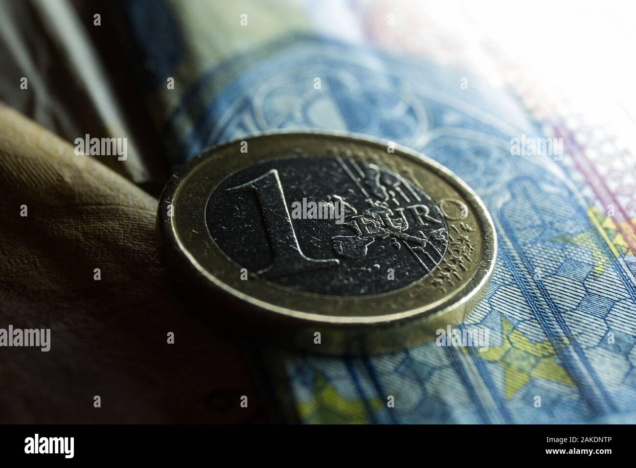 In this photo illustration a one euro coin seen displayed Stock Photo ...