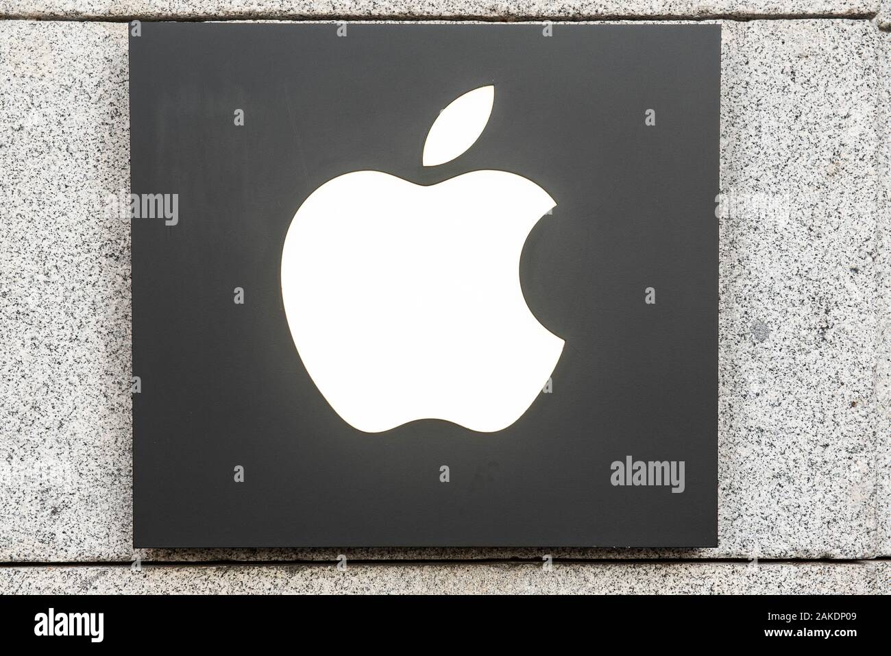 American multinational technology company Apple store and logo seen in ...