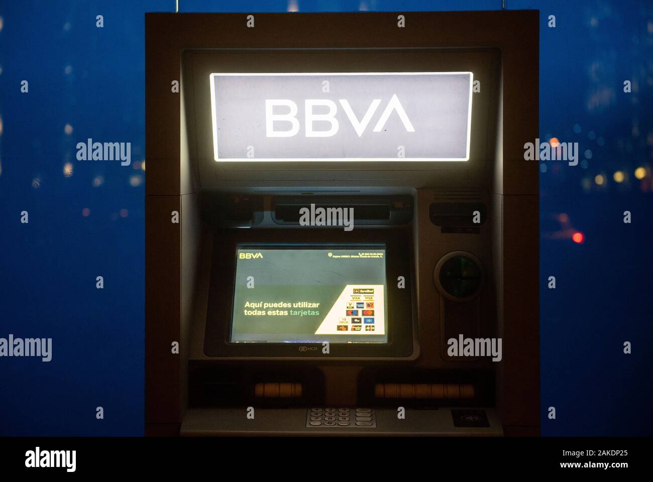 Spanish multinational BBVA bank ATM machine seen in Spain Stock Photo ...
