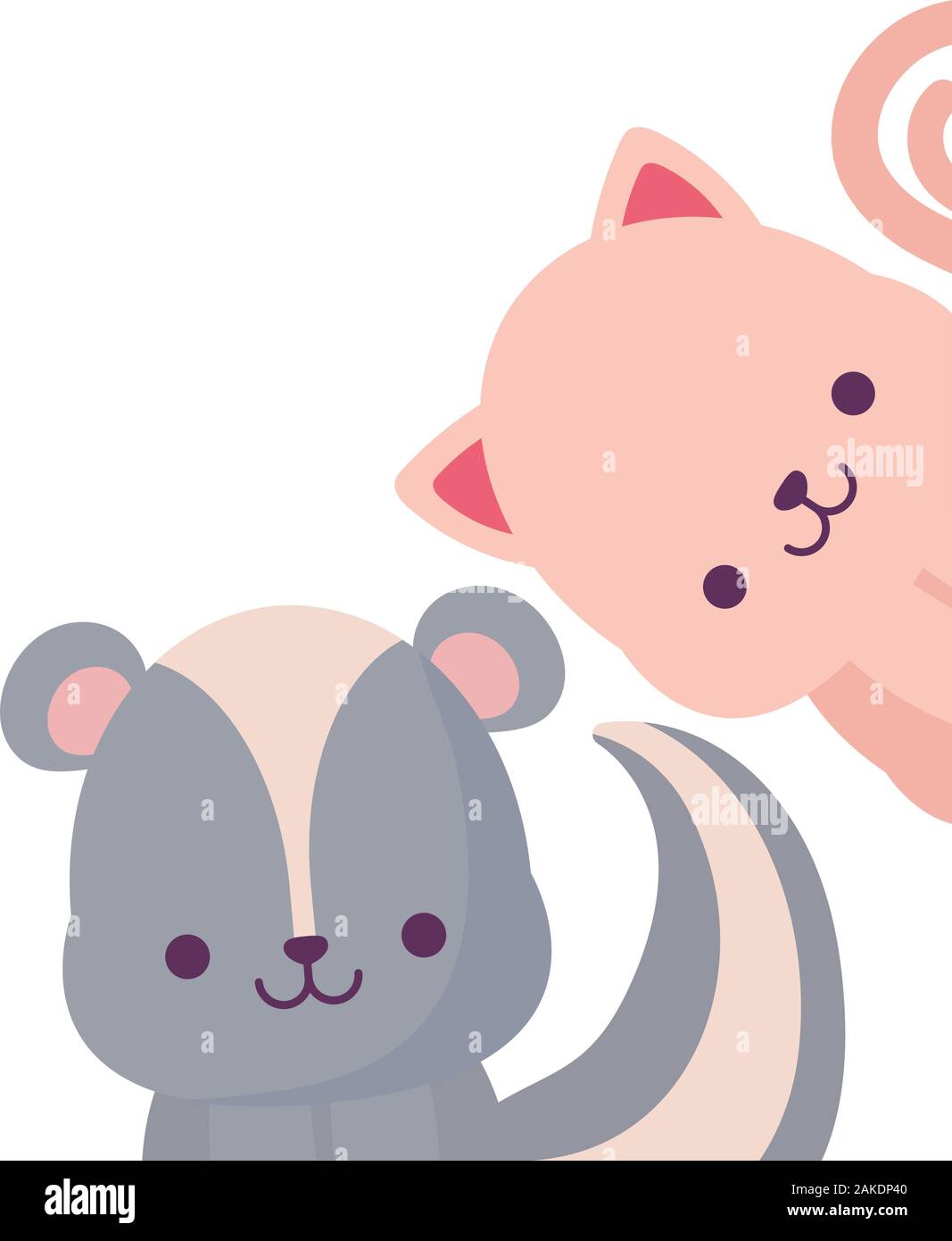 cat and skunk cartoons design, Kawaii expression cute character funny ...