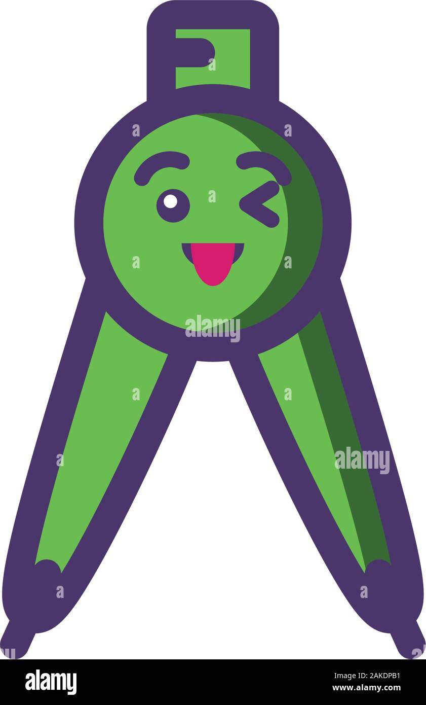 measuring compass cartoon design, Kawaii school expression cute ...