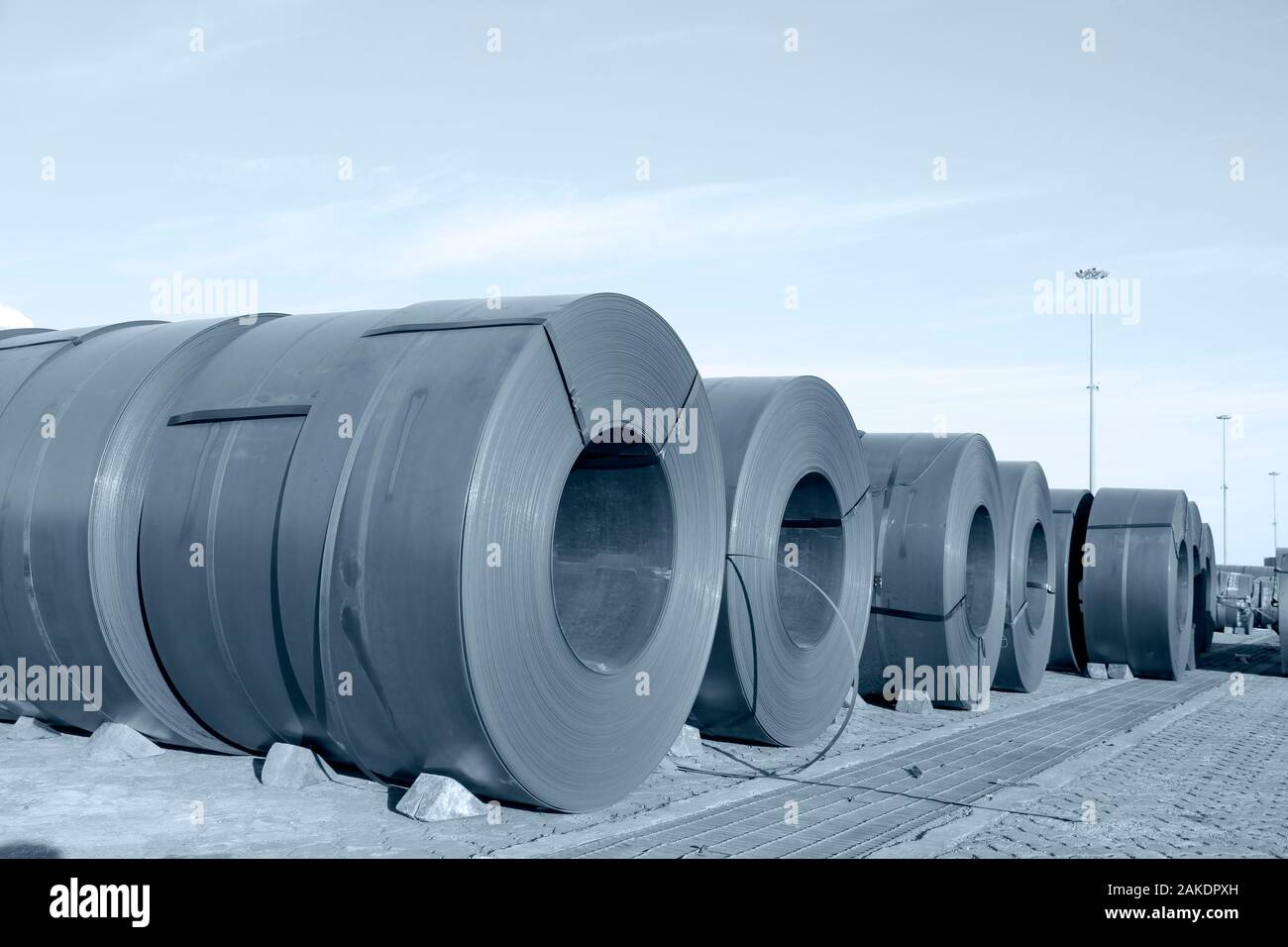 roll steel in harbor, Cold rolled steel coils Stock Photo - Alamy