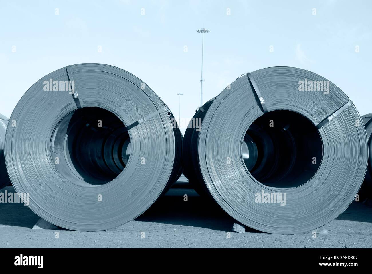 roll steel in harbor, Cold rolled steel coils Stock Photo - Alamy