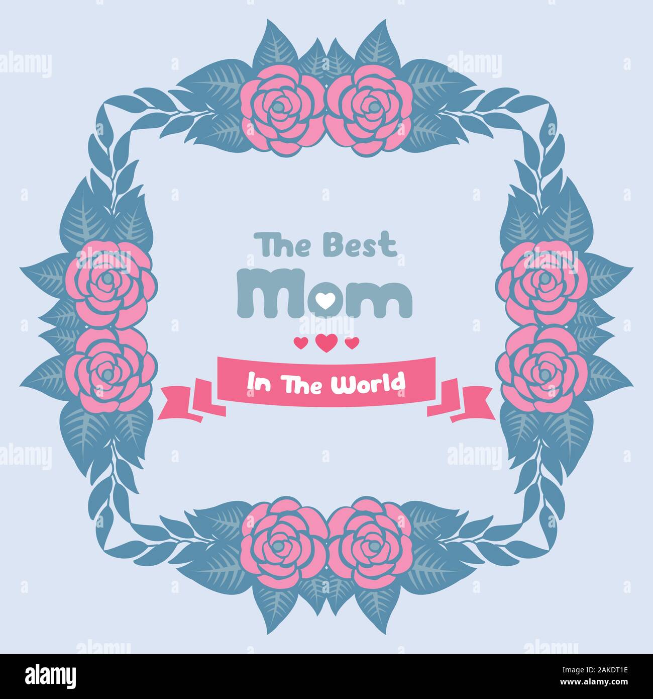 Template design for best mom in the world, with beautiful leaf and ...