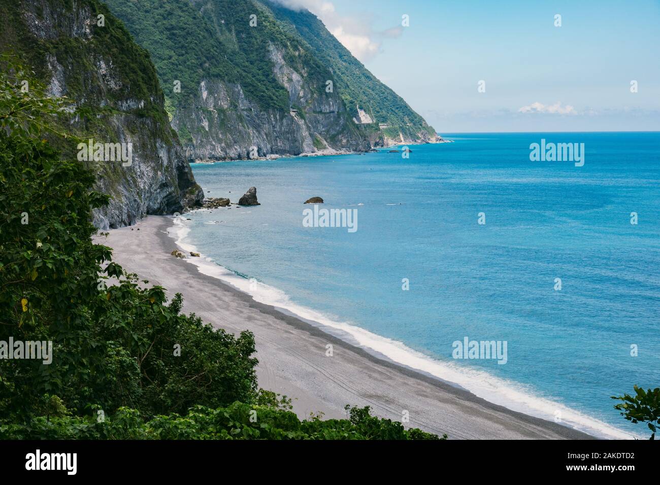 The steep coastal face of Qingshui Cliff, seen from the coastal road ...