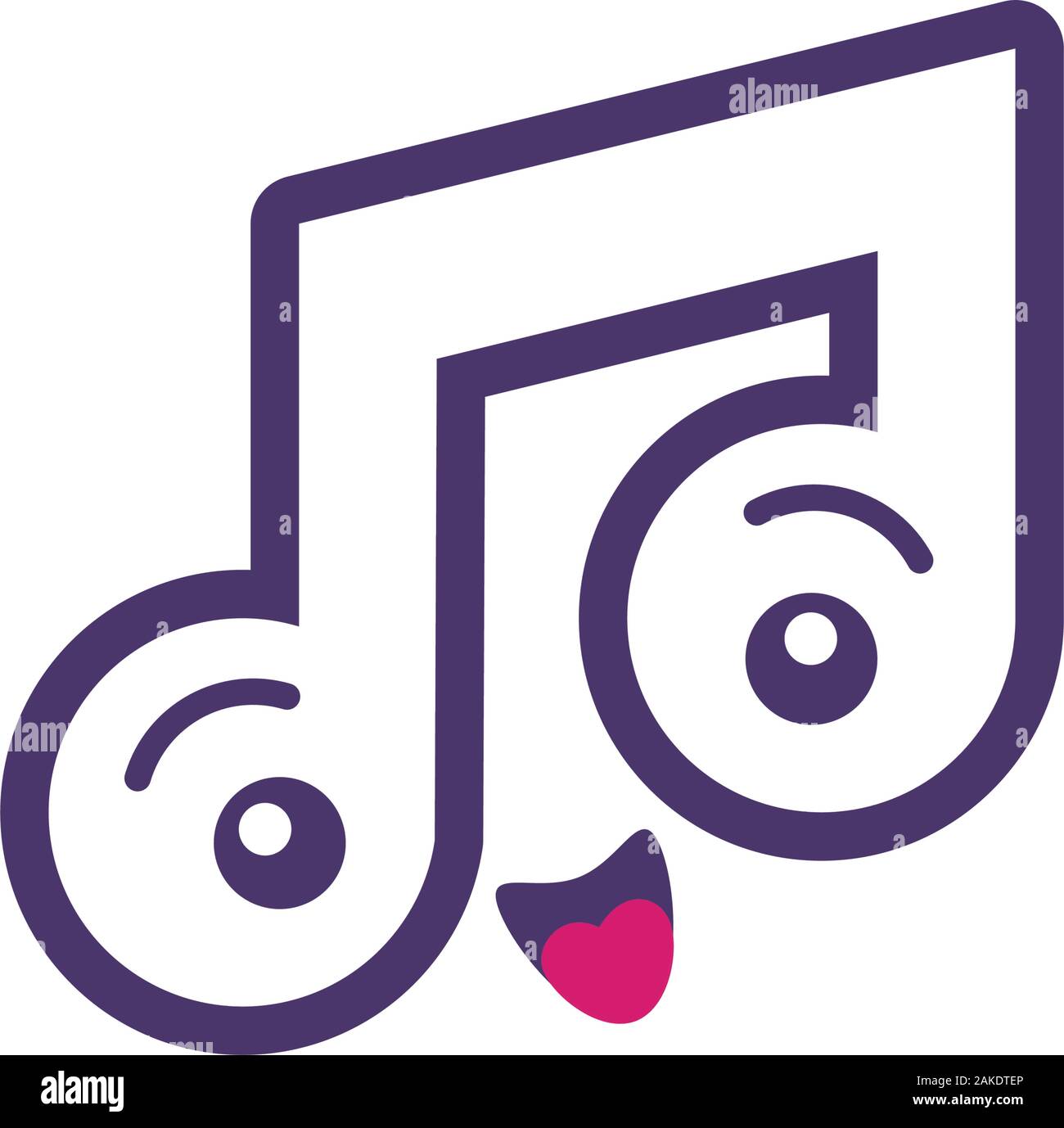 Music note cartoon design, Kawaii expression cute character funny and ...