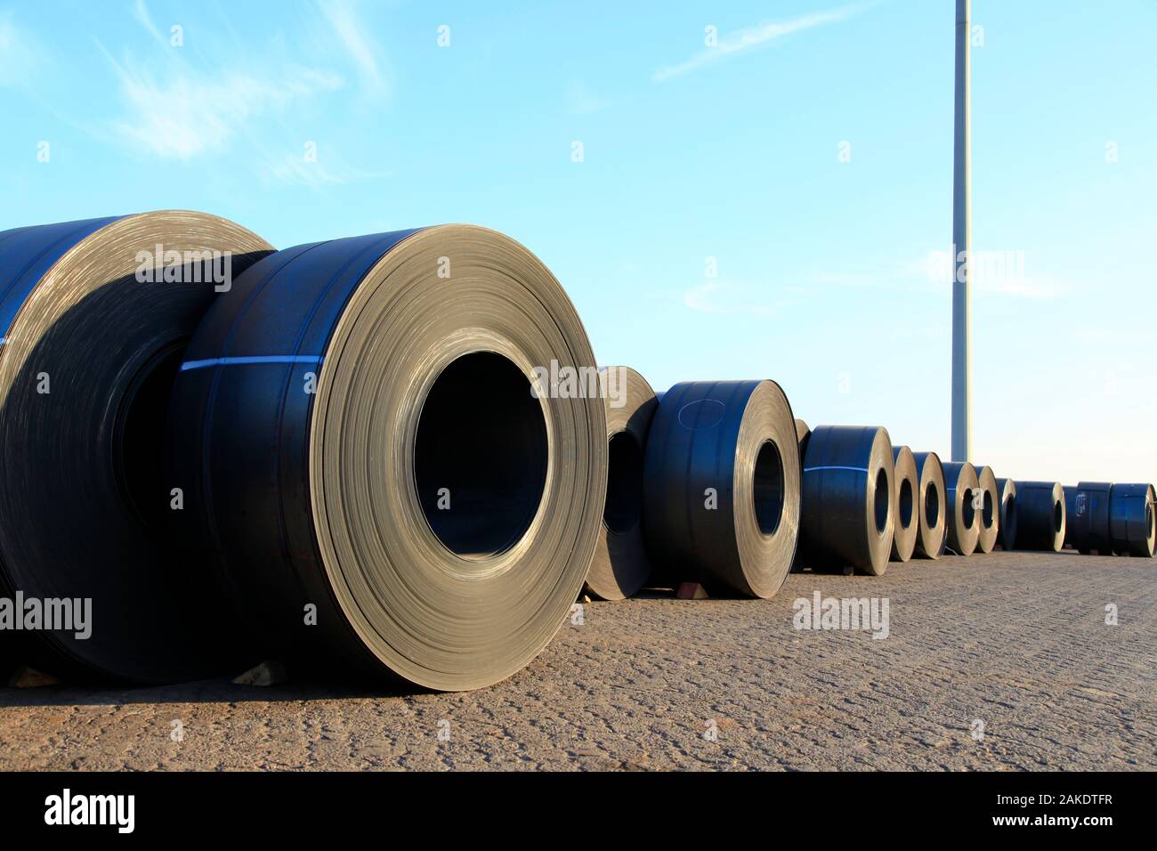 roll steel in harbor, Cold rolled steel coils Stock Photo - Alamy