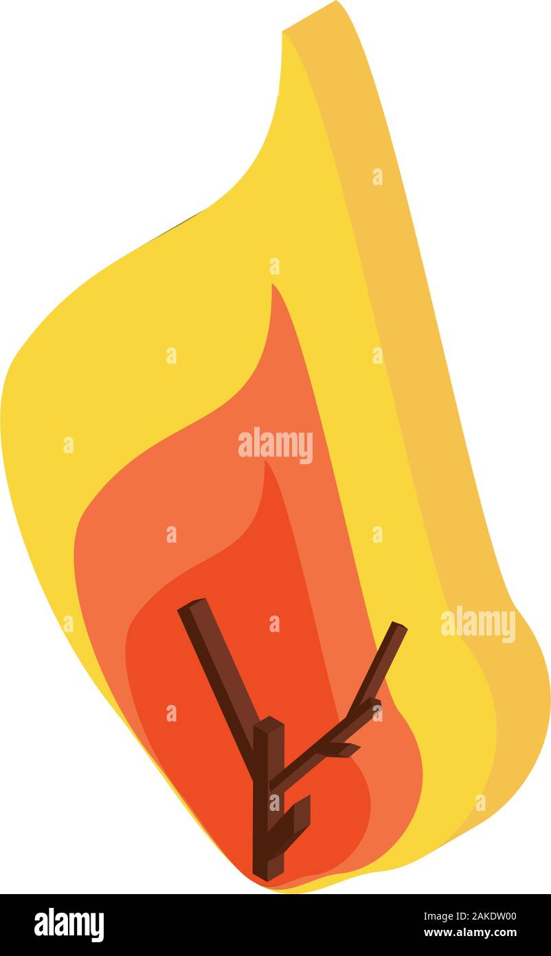 Isometric flame design of Fire bonfire hot burn light flammable heat ...