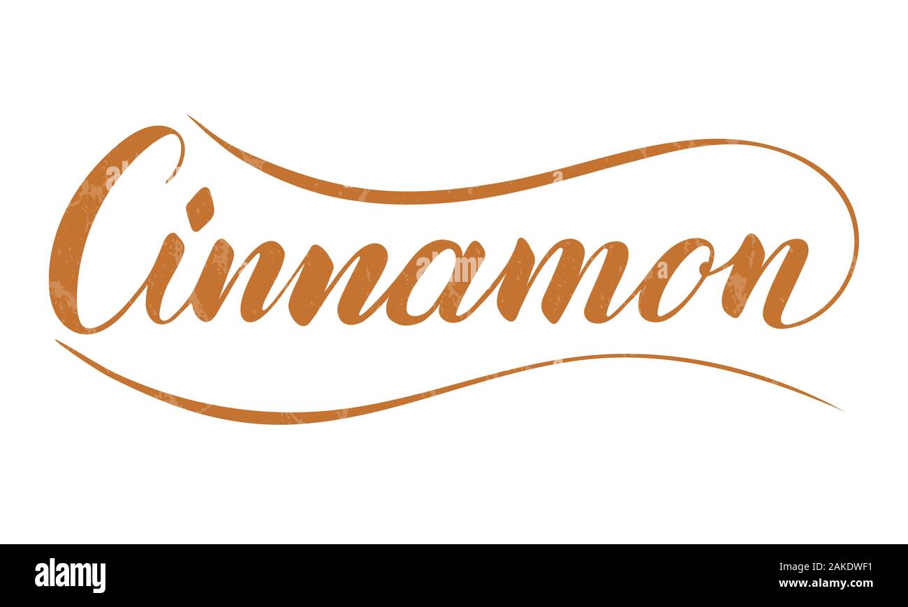 Vector hand written cinnamon text isolated on white background. Kitchen ...