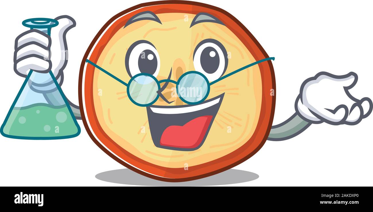 Smart Professor apple chips cartoon character with glass tube Stock ...