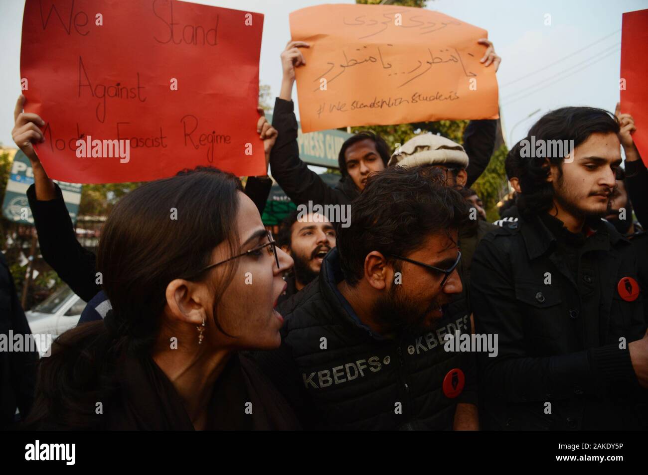 Lahore, Pakistan. 08th Jan, 2020. Pakistani students from different ...