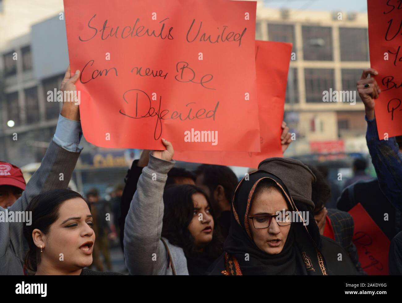 Lahore, Pakistan. 08th Jan, 2020. Pakistani students from different ...
