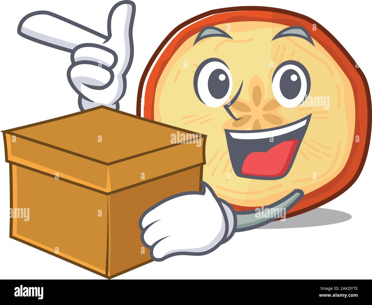 Cute apple chips cartoon character having a box Stock Vector Image ...